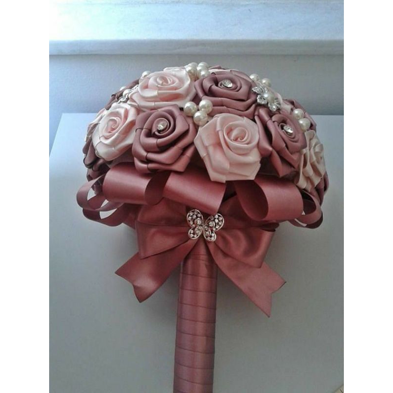 Jual Part 2 Hand Bouquet Pernikahan Bunga Satin Pengantin | Shopee ...