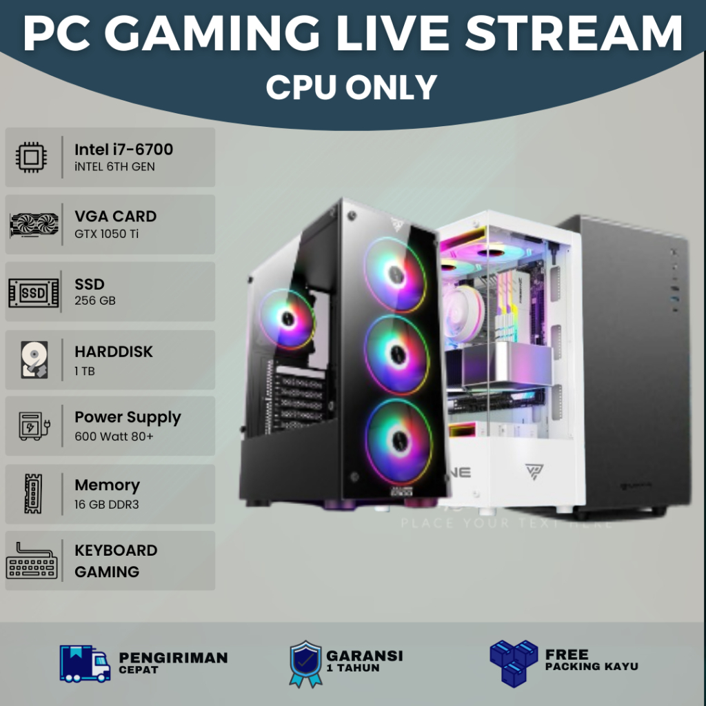 Jual PC RAKITAN INTEL CORE i7 6700 / VGA GTX 1050Ti 4GB DDR5 RENDERING GAMING EDITING | Shopee ...