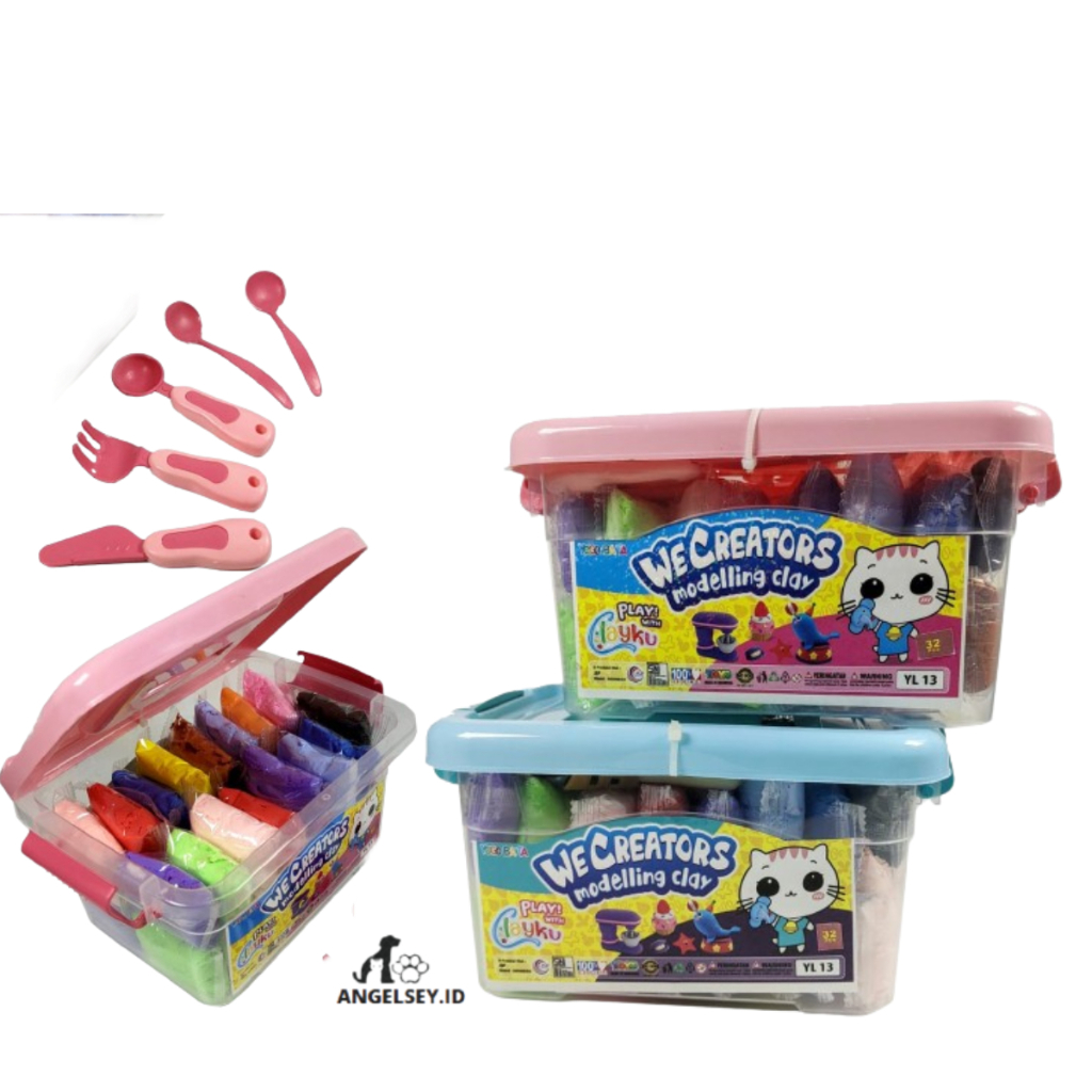 Jual Mainan Edukasi Anak Clay Set Box isi 32pcs/ Mainan Anak Wecreator ...