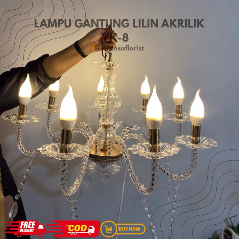 Jual LAMPU GANTUNG AKRILIK K-8/LAMPU DEKORASI/LAMPU LILIN AKRILIK ...