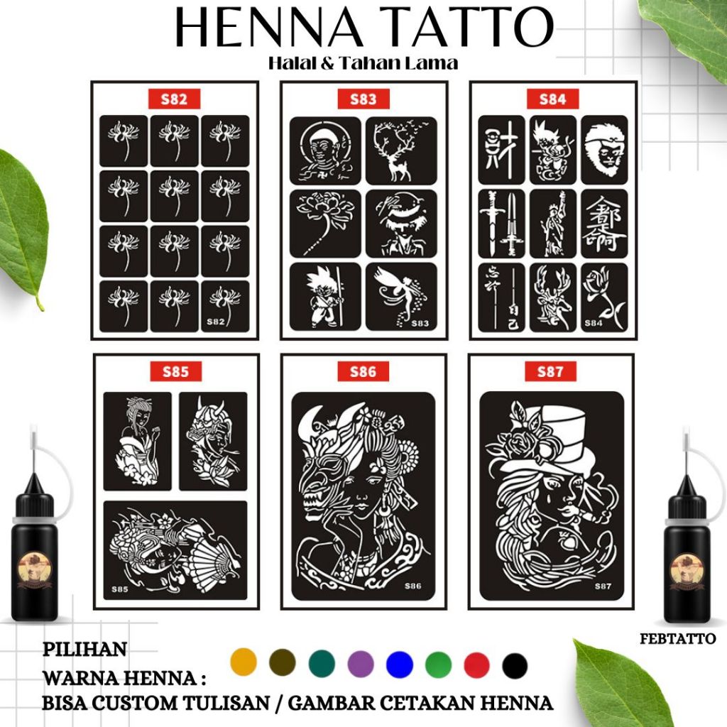 Jual Henna Tato Halal Tahan Lama Bisa Custom Hena Kit 10ml HEN S82 ...
