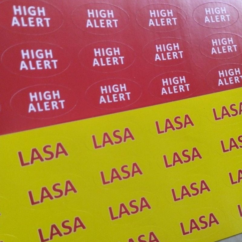 Jual stiker label high alert dan lasa oval 1.5 cm × 3 cm | Shopee Indonesia