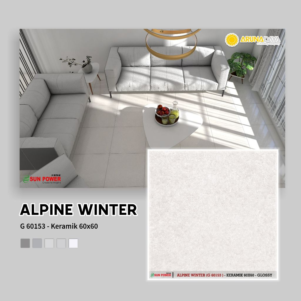 Jual KERAMIK LANTAI GLOSSY SUNPOWER ALPINE WINTER UKURAN 60X60CM | Shopee Indonesia