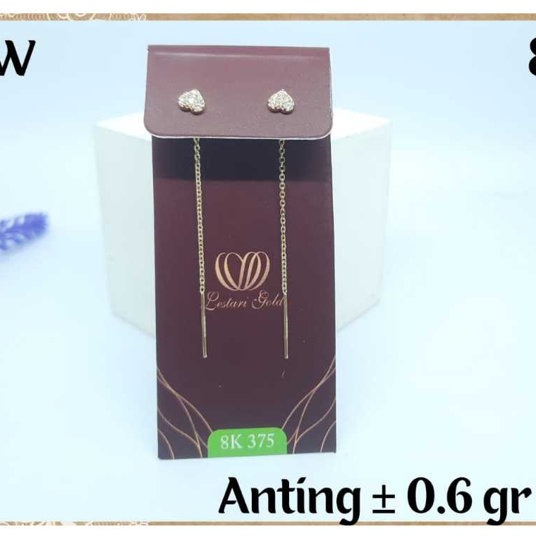 Jual LMV Anting Tusuk Emas Muda Panjang 375 Original Lestari Gold ...