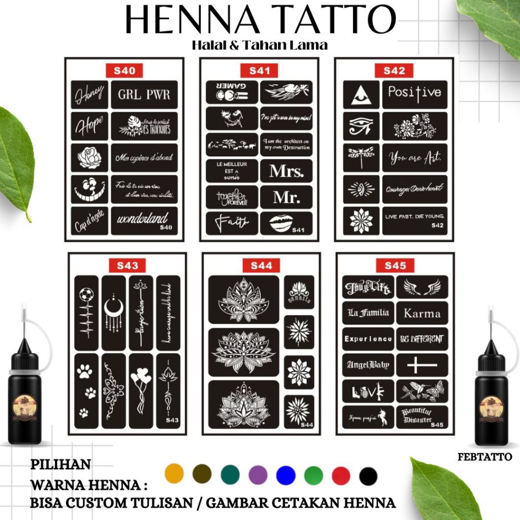 Jual Henna Tato Halal Tahan Lama Bisa Custom Hena Kit 10ml HEN S40 ...