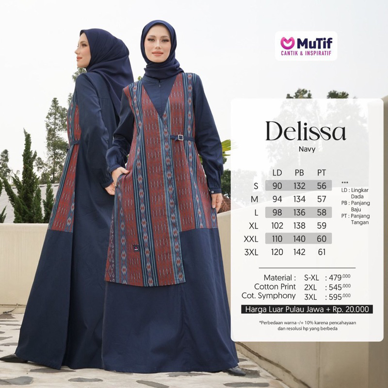 Jual [COD] Terbaru MUTIF Delissa Navy Gamis Wanita Terbaru | motif ...