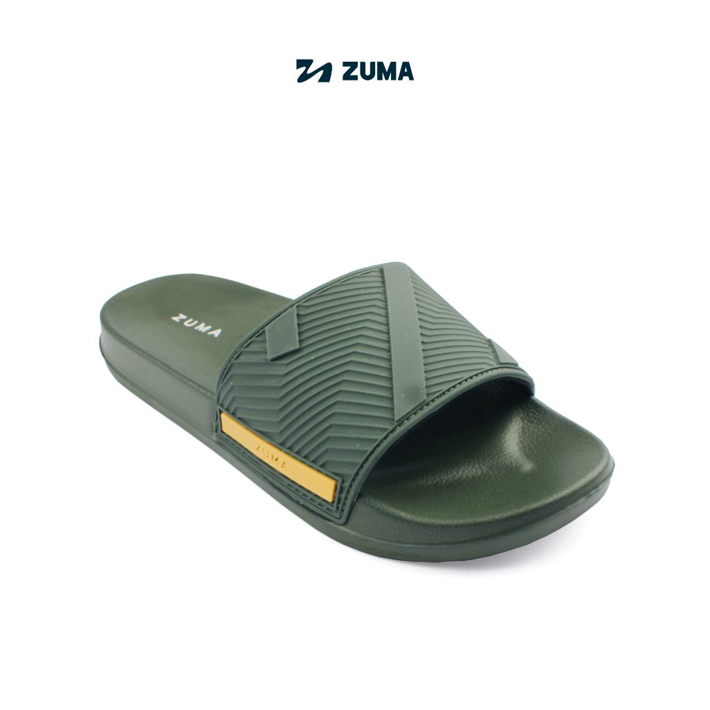 Jual Zuma Men Slide Max 16 Army, Sandal Slop Pria Karet Slip On Polos ...
