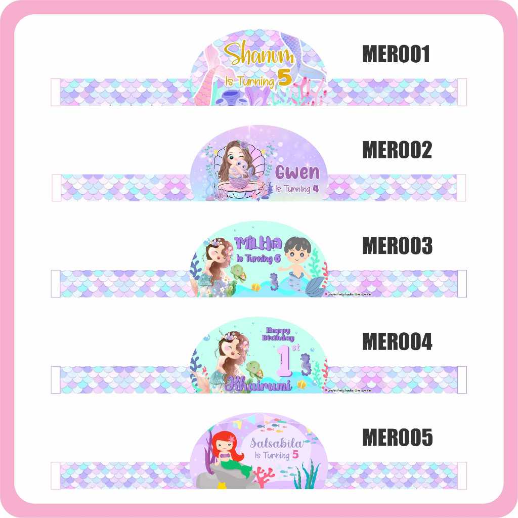 Jual Topi Ultah/ Topi Ulang Tahun / Birthday Hat Mermaid Custom Murah ...
