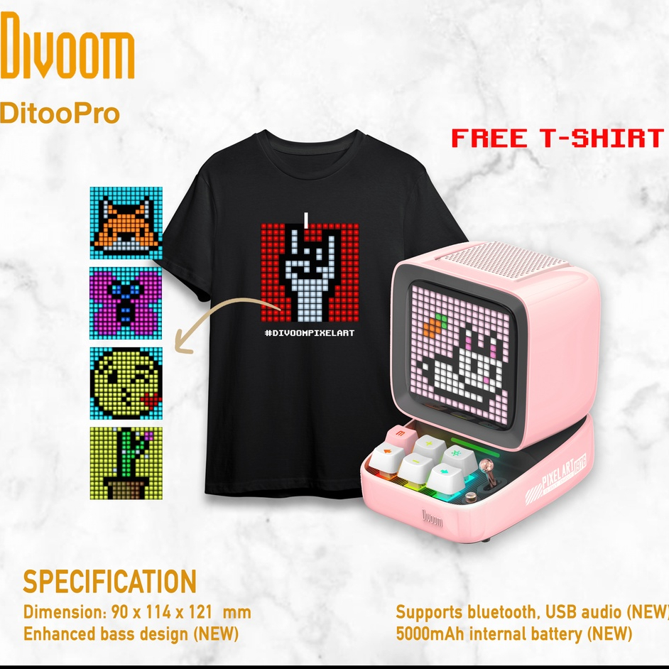 Jual Divoom Ditoo Pro Pixel Art Bluetooth Speaker 15 Watt | Shopee ...