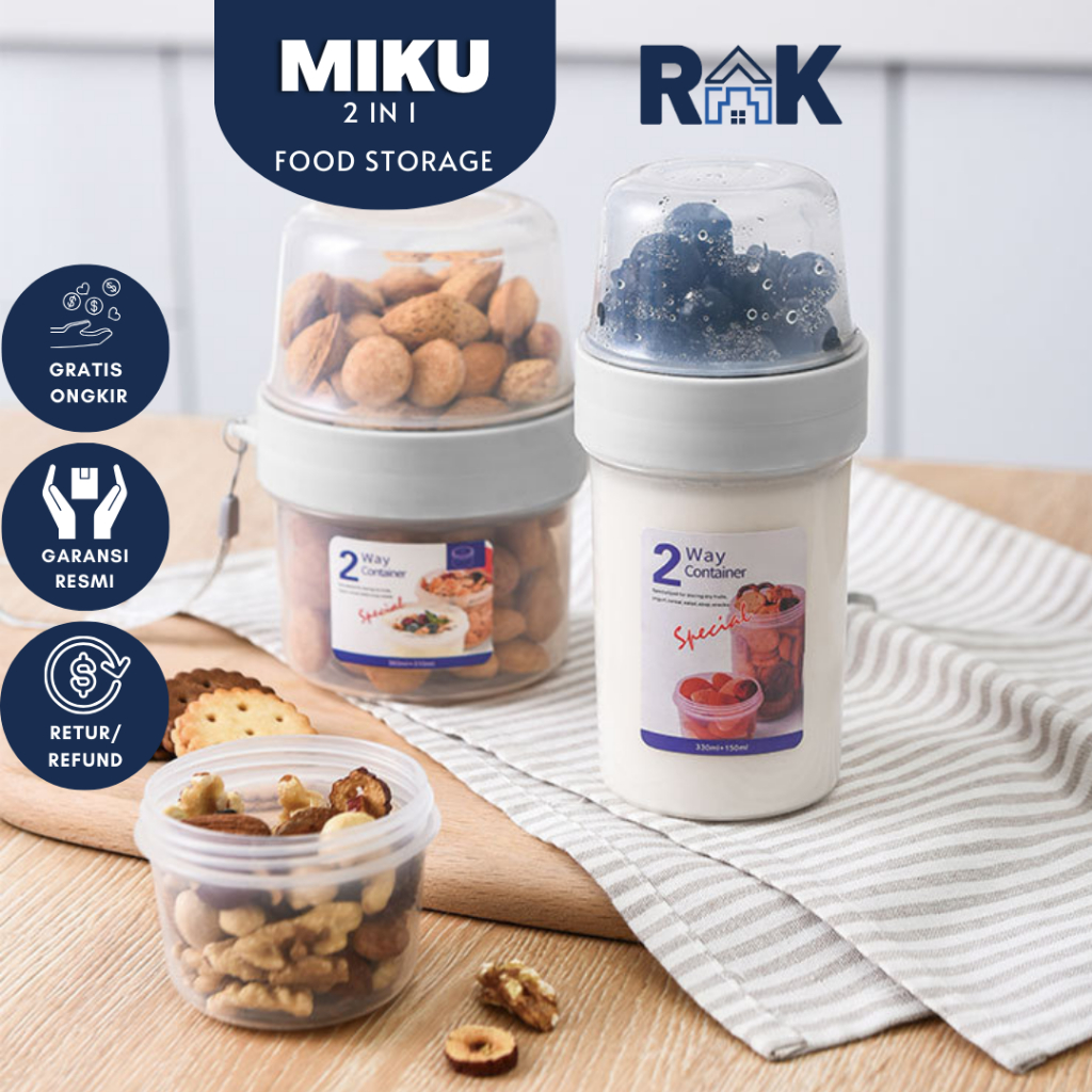 Jual RAK - MIKU Tempat Makan Toples Makanan 2 in 1 Food Storage Tempat ...