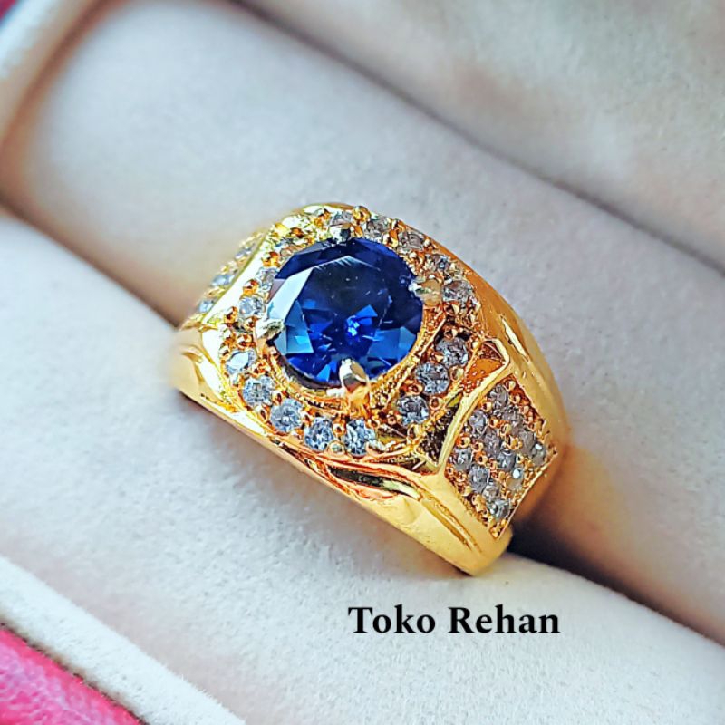 Jual CINCIN MINIMALIS BATU BLUE KING SAFIR ELEGANT | Shopee Indonesia