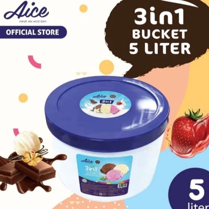 Jual KODE 77 ICE CREAM AICE 5 LITER 3 RASA COKELAT STRAWBERRY DAN ...