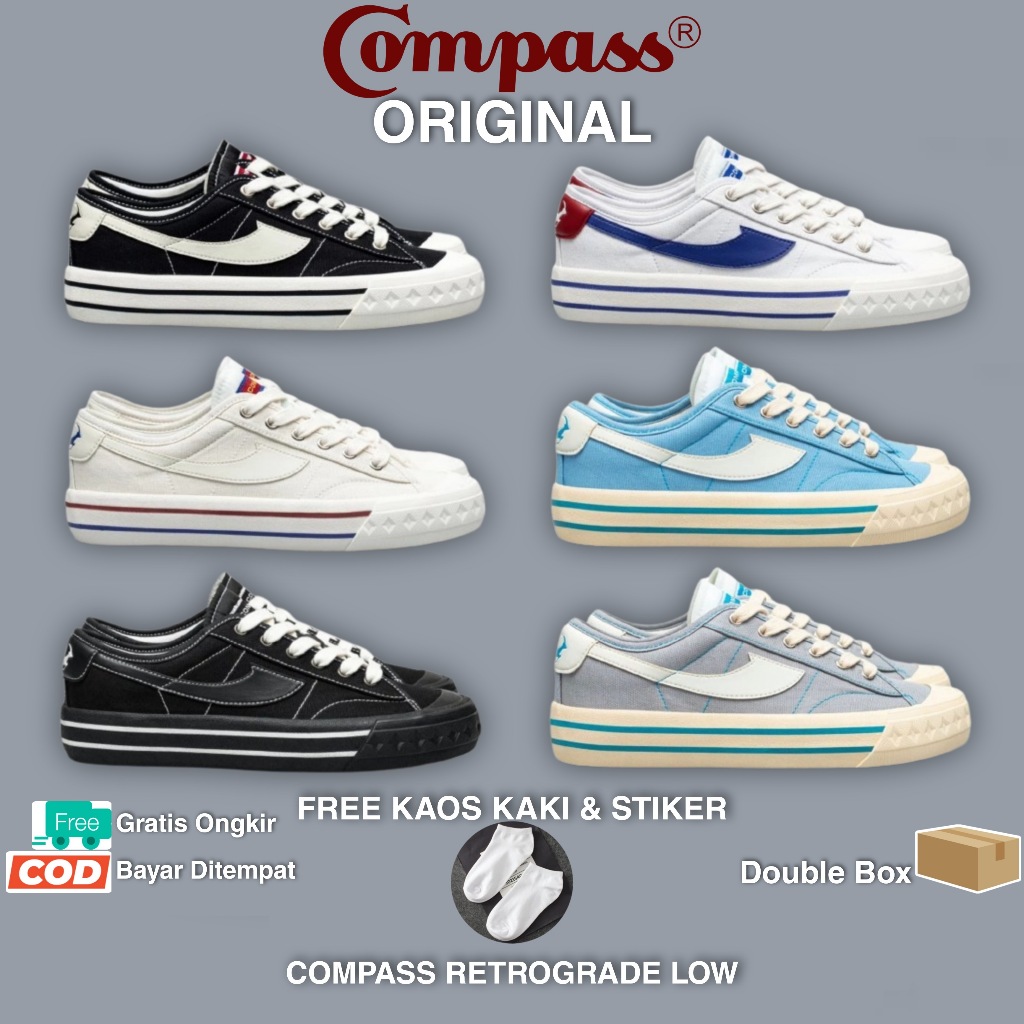 Jual [ORIGINAL] Sepatu Compass Retrograde Low Black White / Cream ...