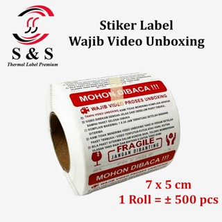 Jual [500 PCS] Sticker Label Wajib Video Unboxing 7 x 5 cm FRAGILE ...