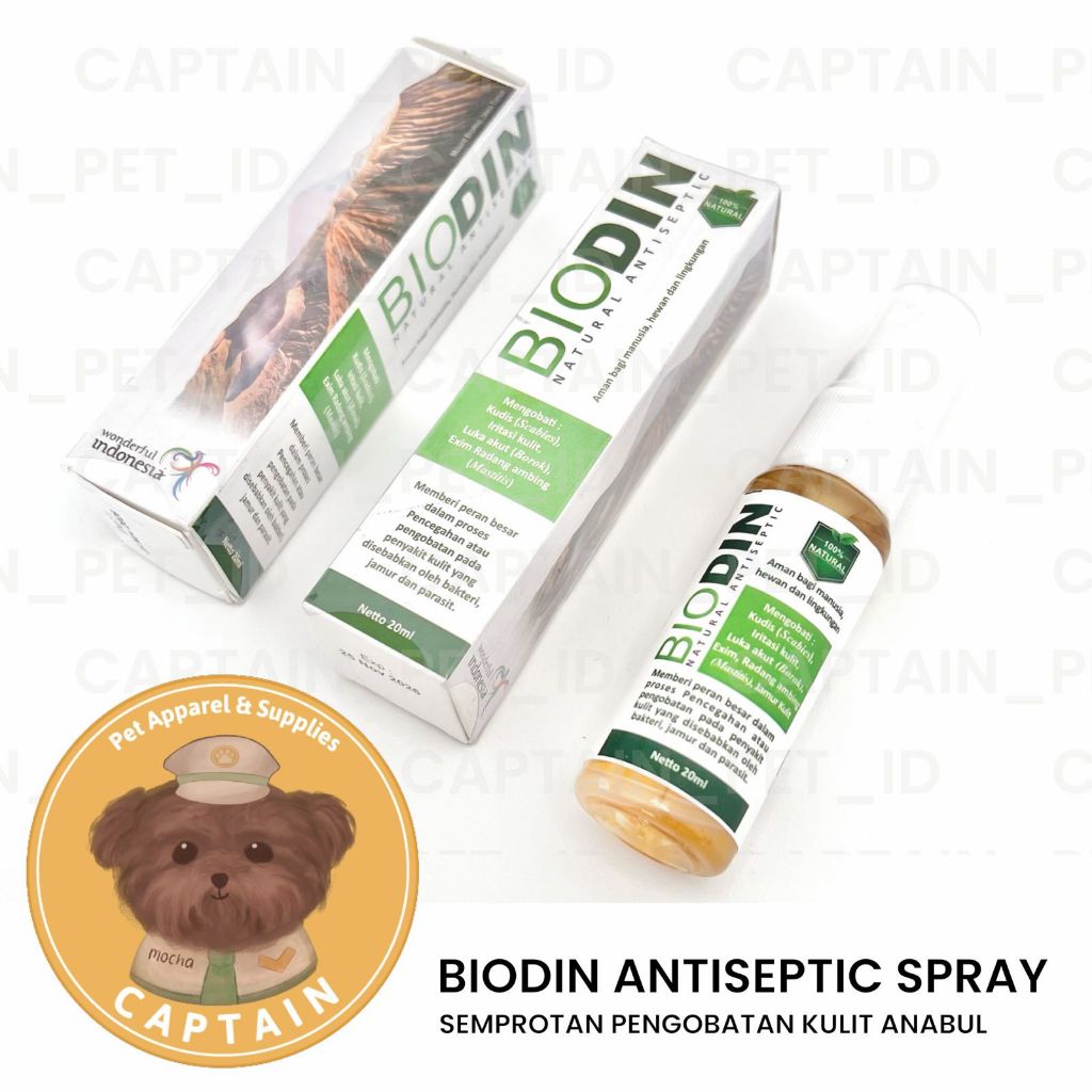 Jual BIODIN SPRAY ANTISEPTIK LUKA HEWAN ANABUL ANJING KUCING 20ml ...