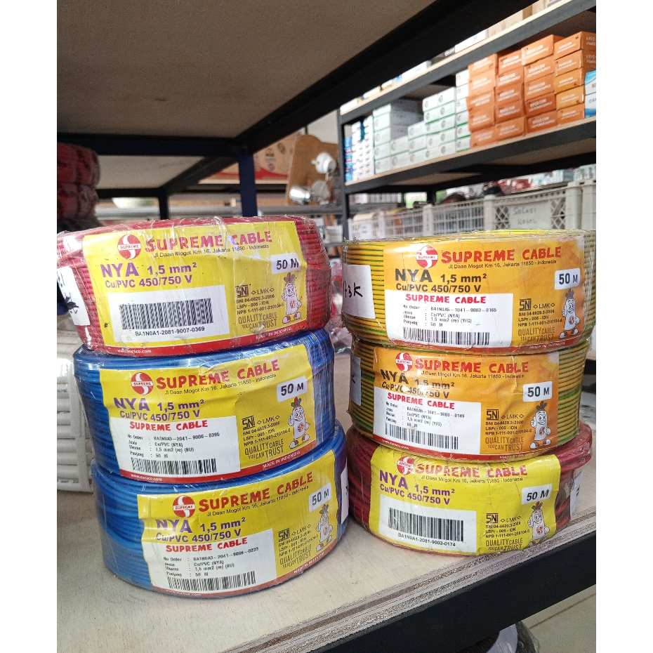 Jual Kabel Listrik Supreme / Kabel NYA 50Meter / Kabel Tunggal Tembaga Asli | Shopee Indonesia