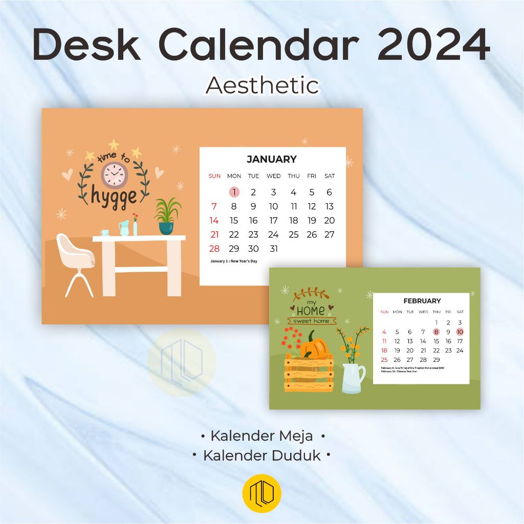 Jual Kalender 2024 Aesthetic Meja / Kalender Duduk Spiral /Kalender ...