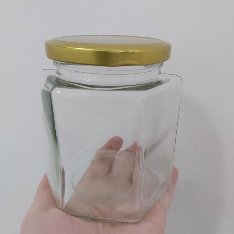 Jual Set Botol Jar Kaca Bekas Madu Hexagonal 500 ml (isi 6 pcs ...