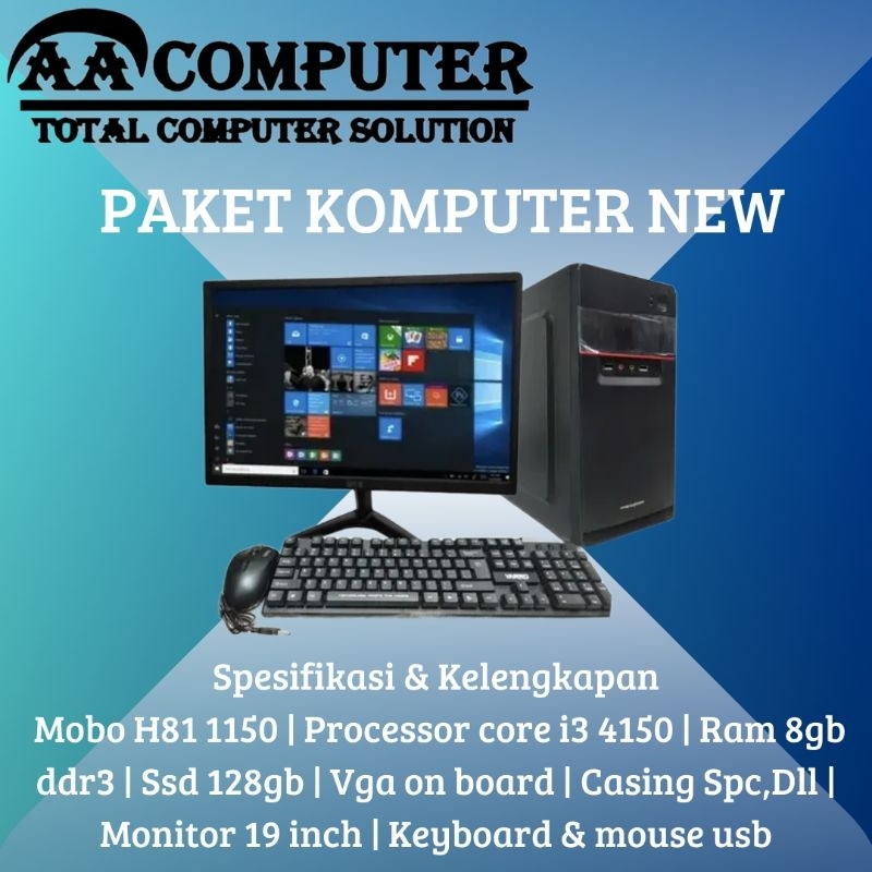 Jual Komputer Office Full Set Intel Core I3 4150 Ram 8GB SSD 128GB LED 19" Cocok Buat Office ...