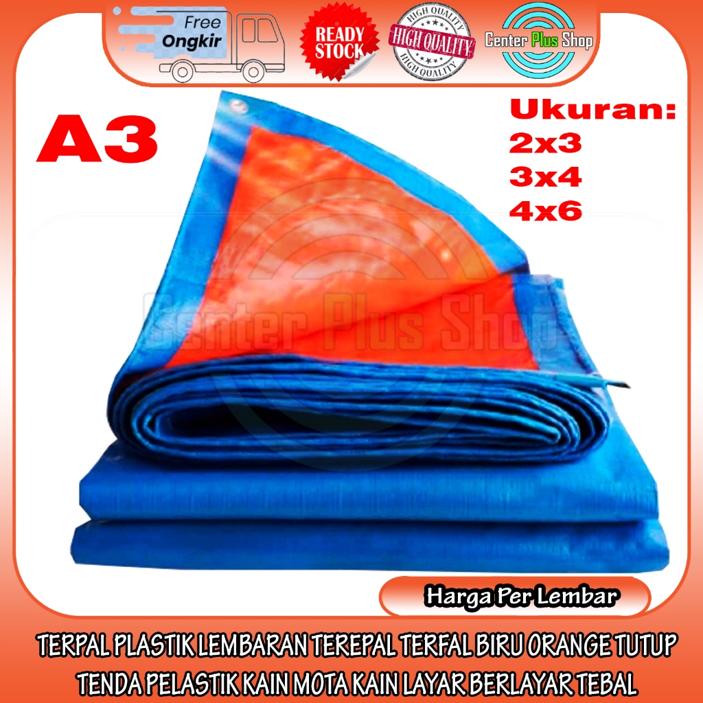 Jual TERPAL TENDA TEREPAL A3 2x3 3x4 4x6 TERFAL KOLAM IKAN BIRU ORANGE ...