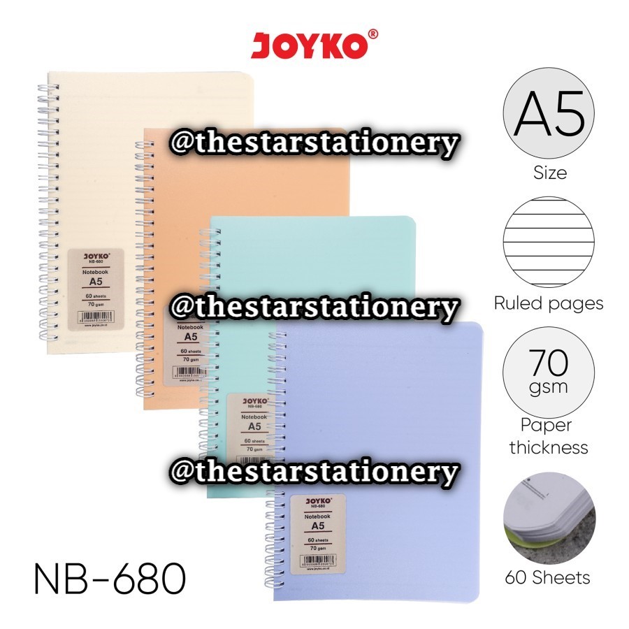 Jual (1 Biji) Spiral Book Joyko NB-680 A5 60 Lembar / Ruled Notebook Diary Agenda Buku Catatan ...