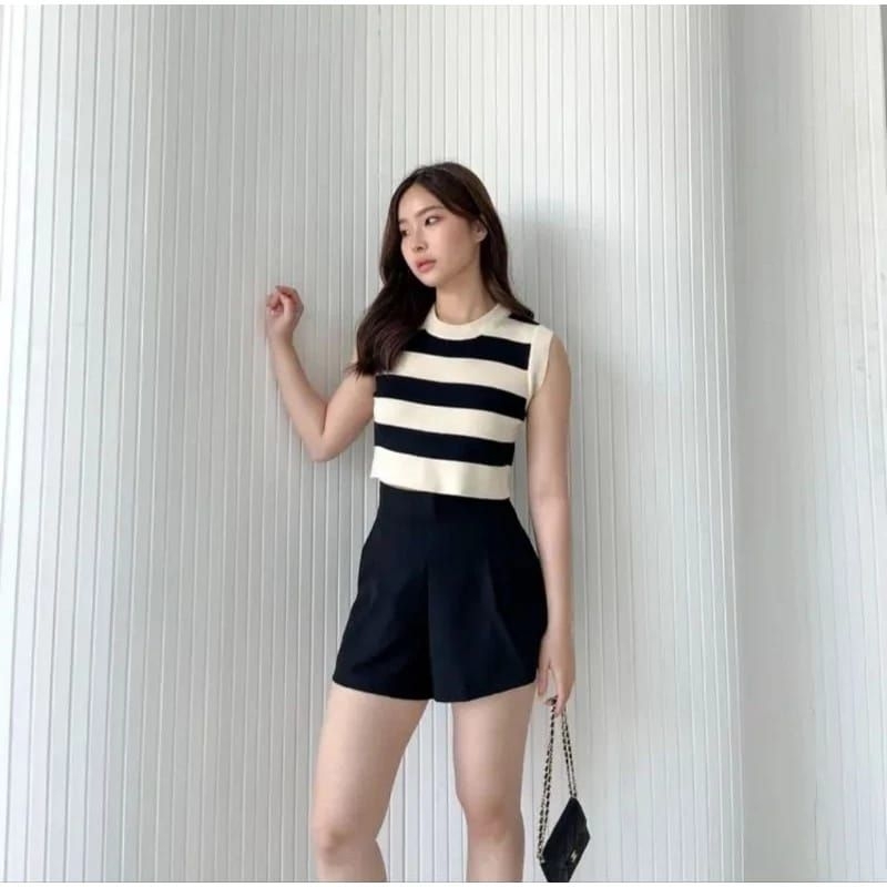 Jual Tank Top Wanita Stripe / Casual Top / Tank Top Korea | Shopee ...