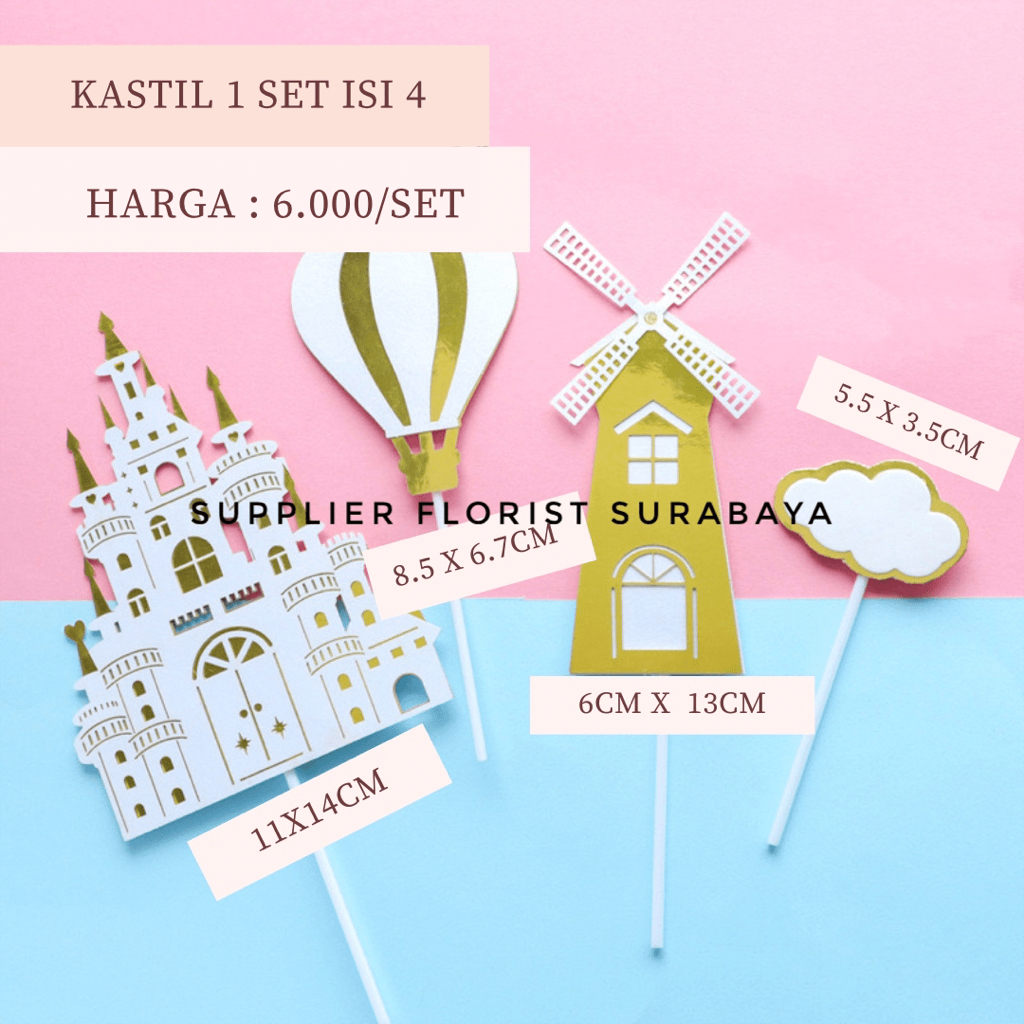 Jual [1 SET ISI 4] TOPPER KUE KASTIL BALON UDARA HIASAN KUE TART ...