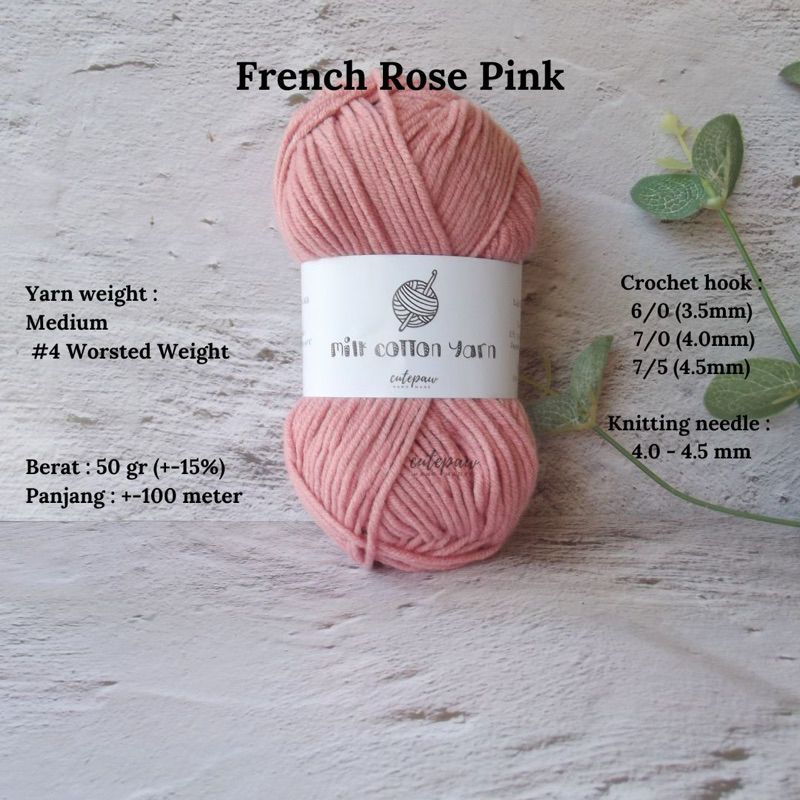 Jual [ Milk Cotton ] French Rose Pink merah muda - Benang rajut katun ...