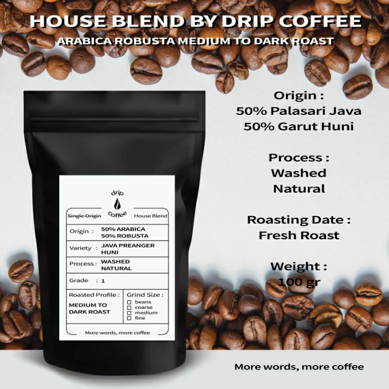 Jual DRIP Espresso House Blend Kopi Arabika Robusta Java 100 gr Medium ...
