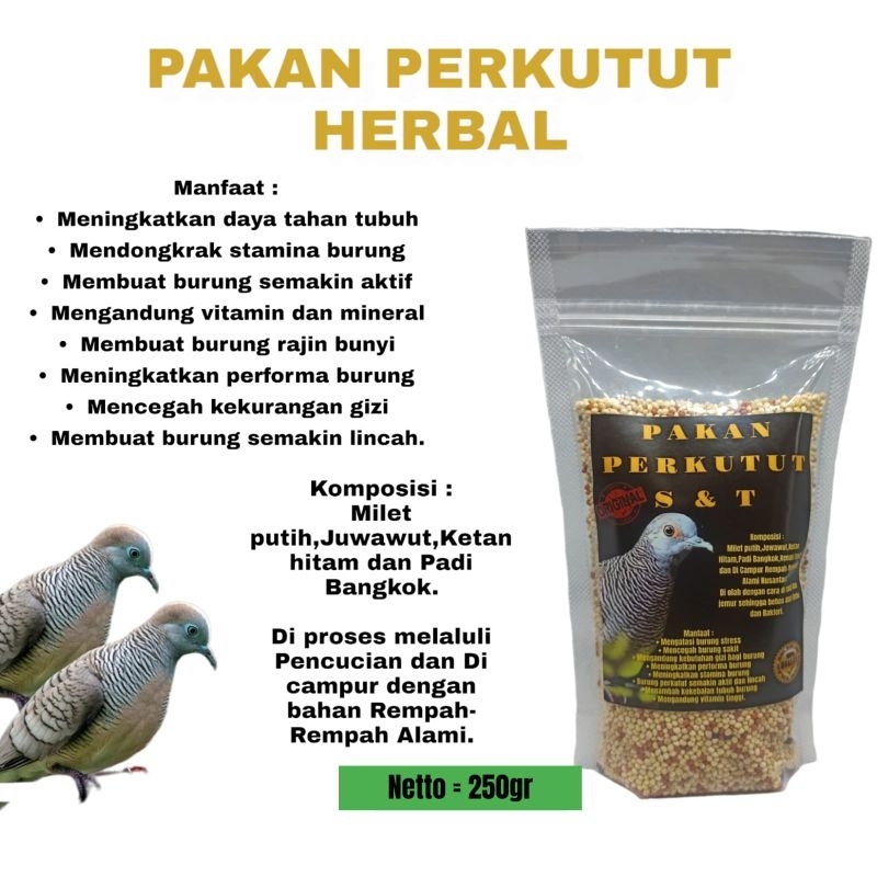 Jual Pakan Burung Perkutut pakan kutut membuat burung rajin bunyi 250gr ...