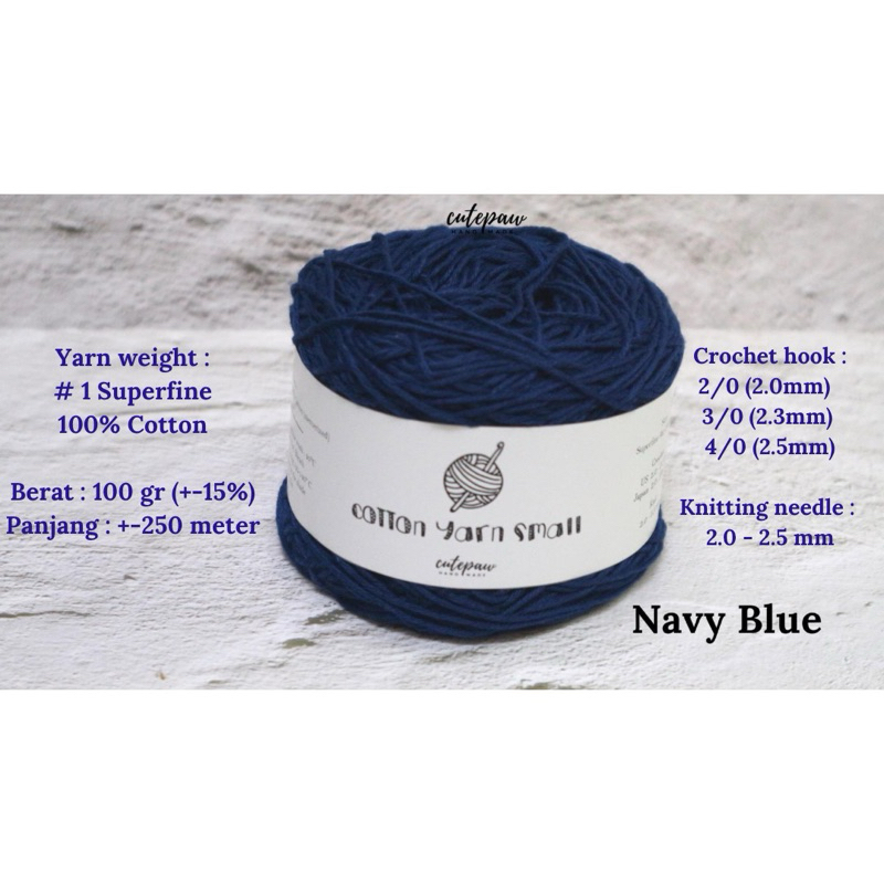 Jual [Small Ply] Navy Blue biru tua - Benang Rajut Soft Cotton ...