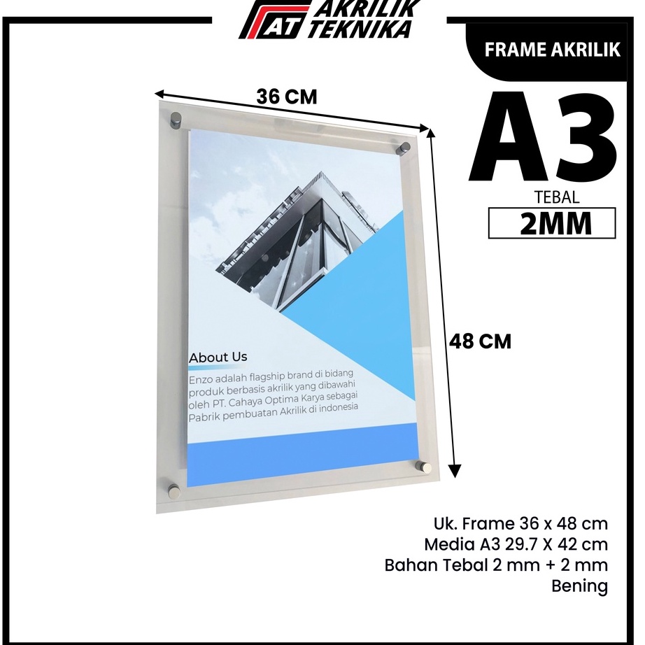 Jual Diskon Frame Bingkai Display Poster Akrilik Menu Dinding Ukuran A3 ...