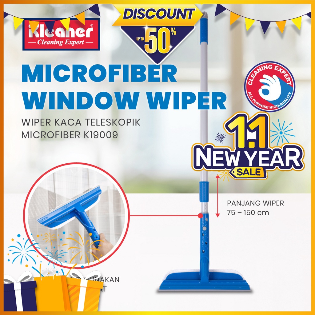 Jual Kleaner Wiper Kaca Teleskopik 2 in 1 Microfiber Window Wiper Alat Pembersih Jendela K19009 ...