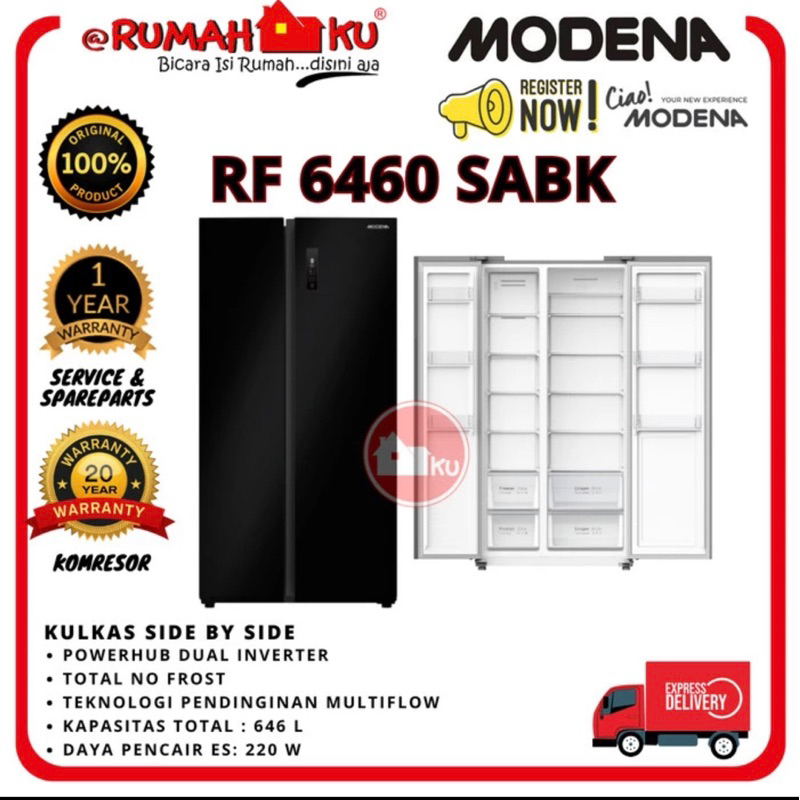 Jual KULKAS MODENA RF 6460 SABK SIDE BY SIDE | Shopee Indonesia