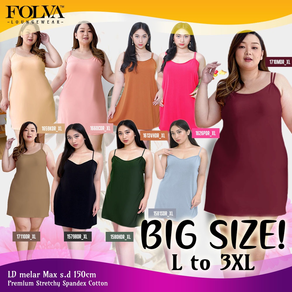Jual FOLVA Dress tanktop wanita baju tidur spandex 3XL big size jumbo ...