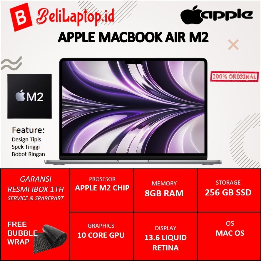 Jual laptop macbook air M1/M2 8GB 256GB SSD Garansi Resmi Ibox | Shopee Indonesia