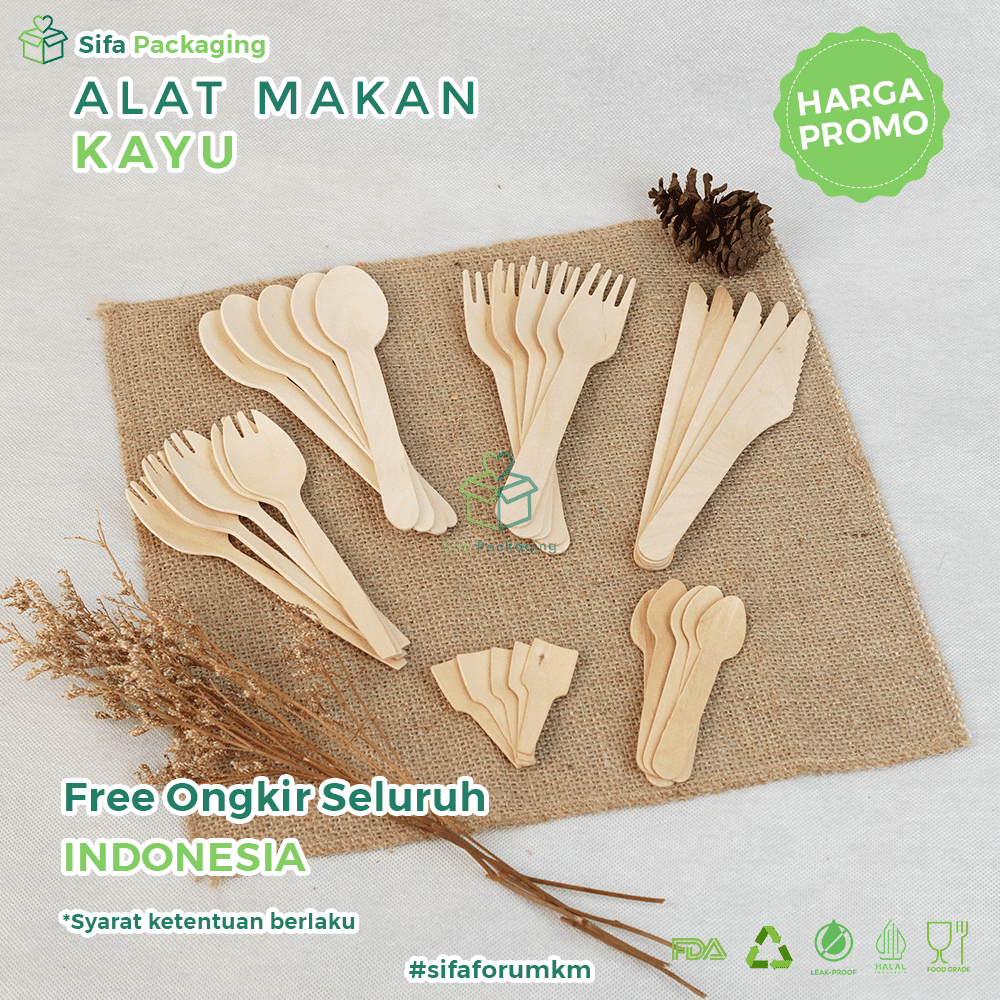 Jual Sendok Makan Kayu Garpu Kayu Gase Kayu Pisau Kayu Sekali Pakai ...