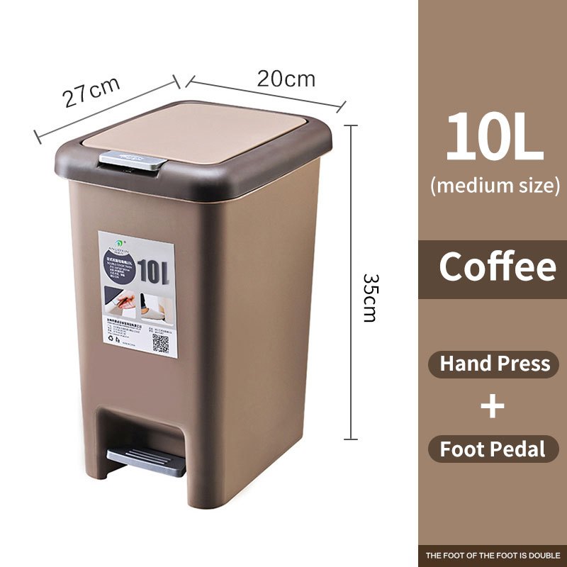 Jual Tempat Sampah Injak Tertutup 8L /10L/15L/20L Tong Sampah Plastik Kotak Sampah Trash Bin ...