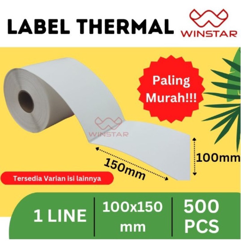 Jual Label Barcode 100 x 150 Kertas Sticker Thermal Resi 100x150MM ISI 500 / LABEL STICKER ...
