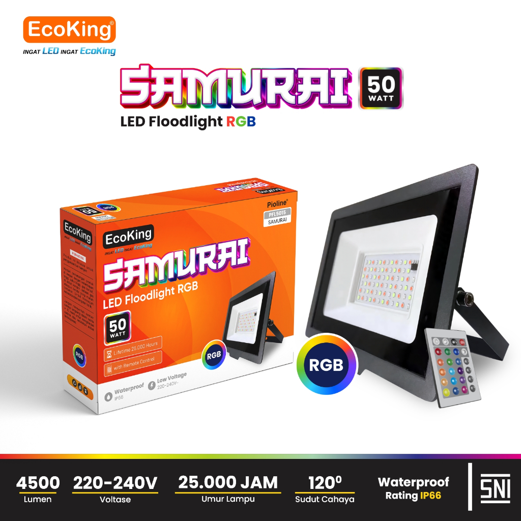 Jual EcoKing LED Samurai Flood Light Lampu Sorot 50W RGB (SAMURAI ...