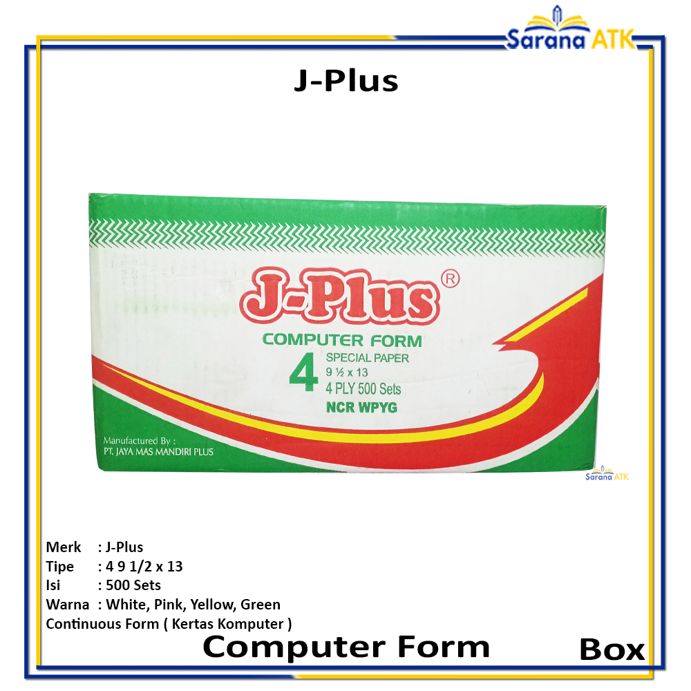 Jual J-Plus - Kertas Komputer Continuous Form CF 91/2 x 13 4 Ply ( K4 ...