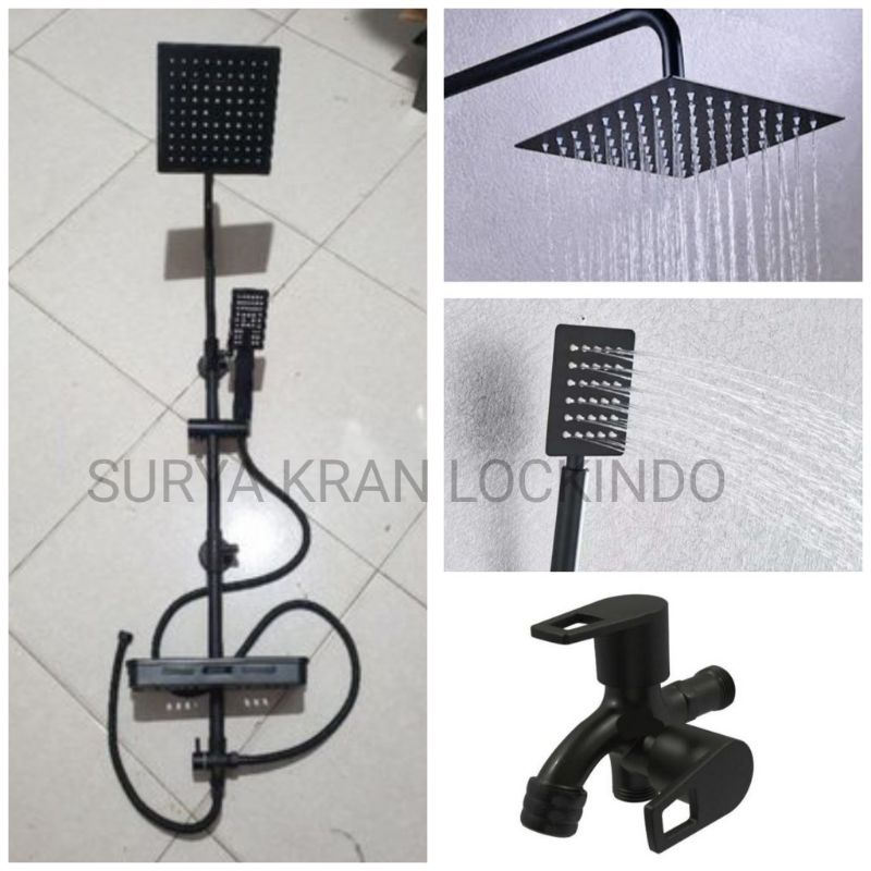 Jual Shower Tiang Bulat / Shower Column / Shower Set Bulat/Kotak Stainless Hitam / Black ...