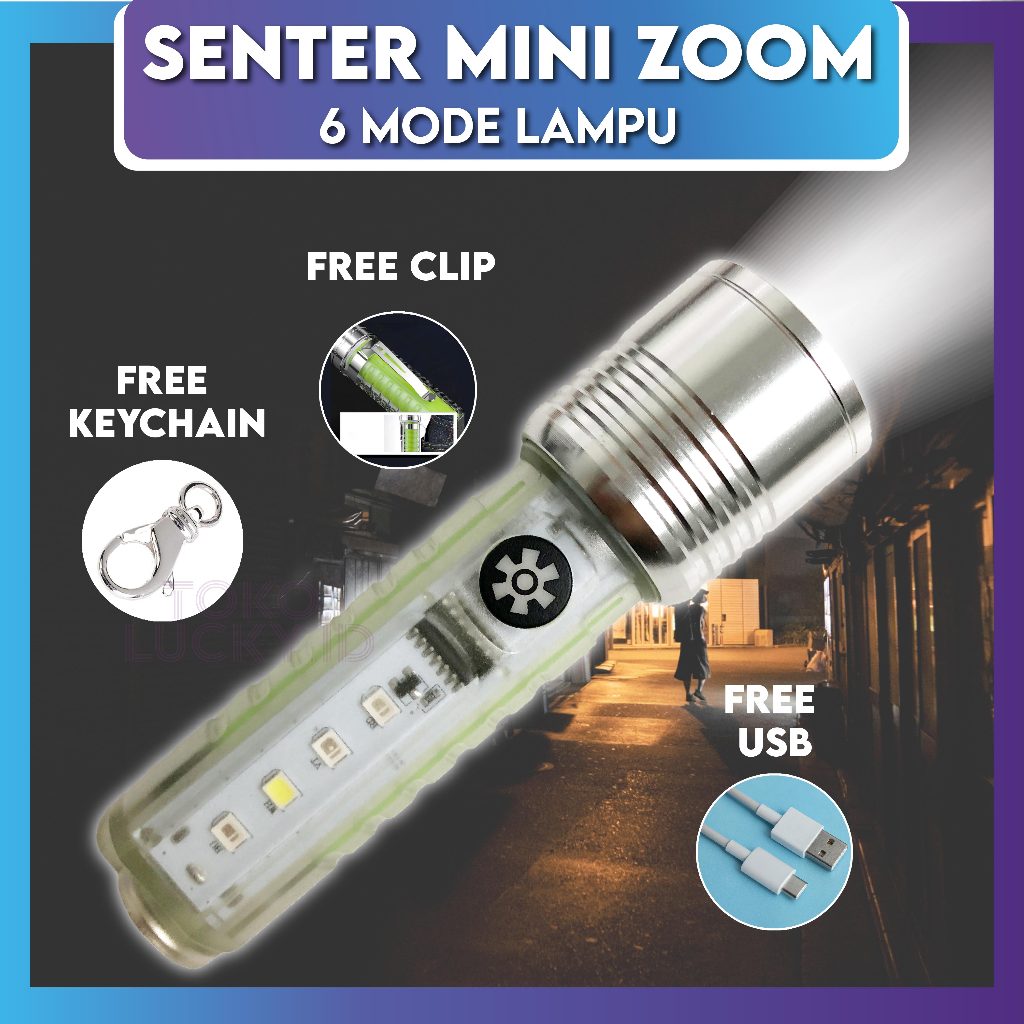 Jual Senter Zoom Mini 500Lm Glow in Dark LED Flashlight Lampu Magnet Super Terang | Shopee Indonesia