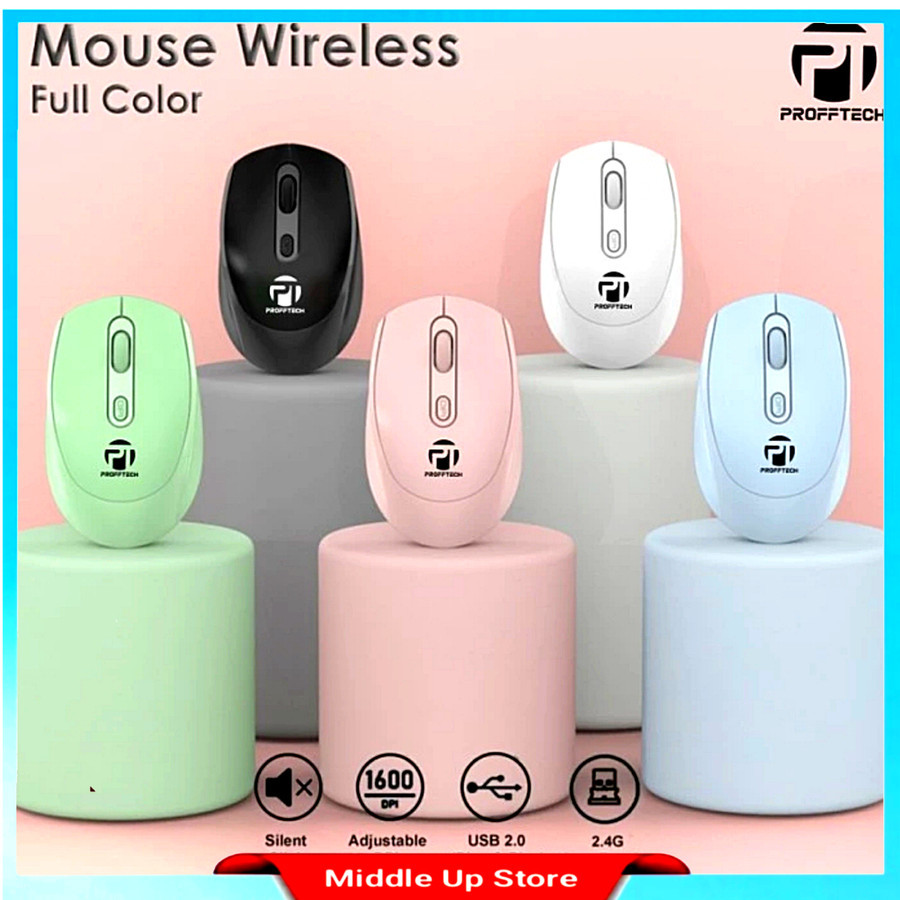 Jual Mouse Wireless PROFFTECH G20 Full Color Silent Clik Plus Batre ...