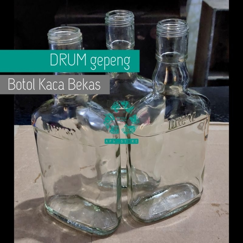 Jual Botol kaca DRUM gepeng, botol kaca bekas/botol beling. | Shopee ...