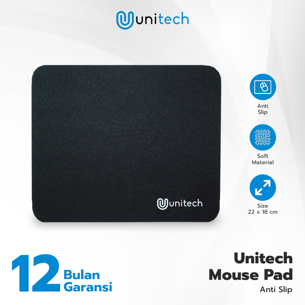 Jual Mousepad Kantor Polos Hitam Anti Slip - Alas Laptop & PC | Ukuran 22 x 18 CM | Unitech ...