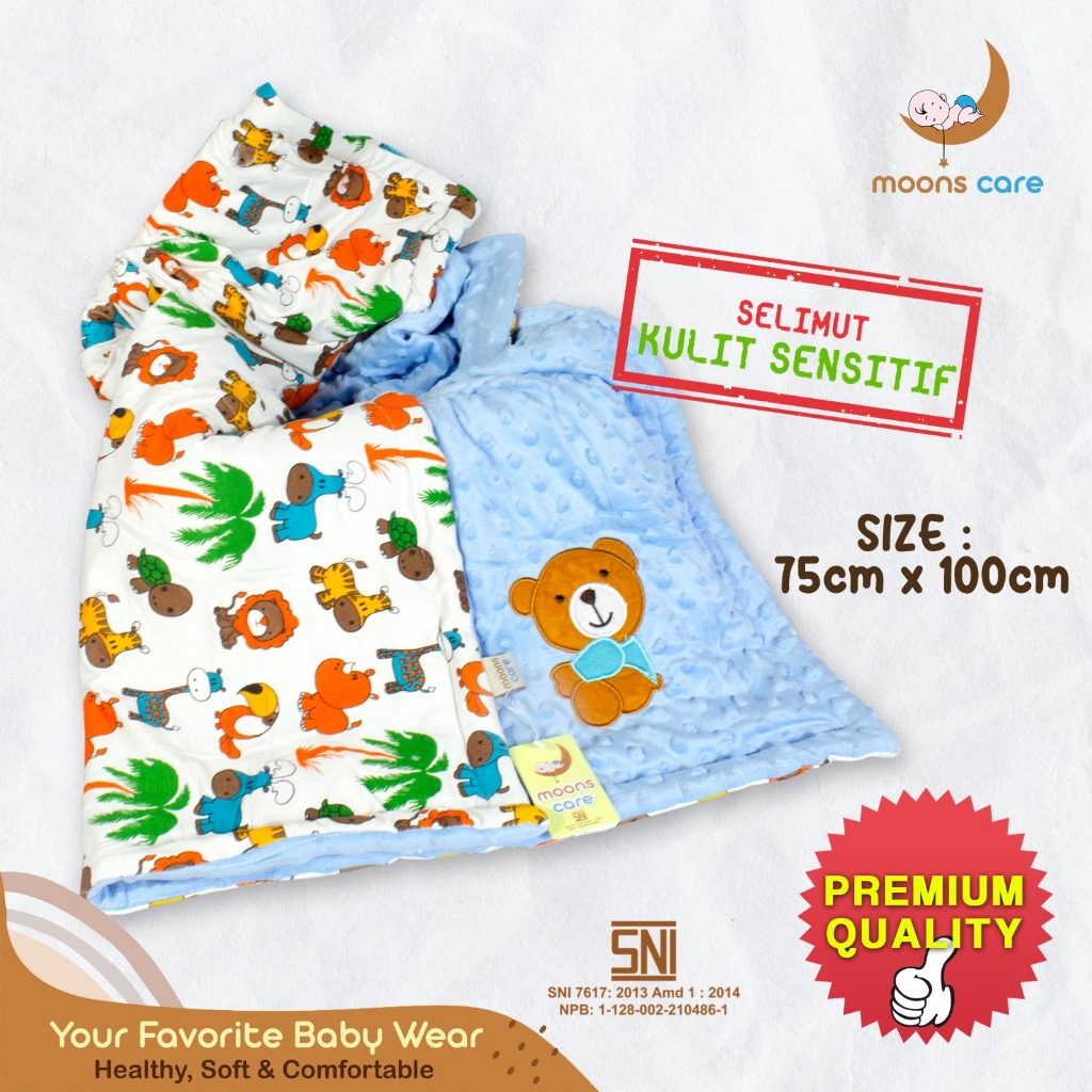 Jual moons care Selimut Minky Dot 3 Layer | selimut Bayi Bordir Motif ...
