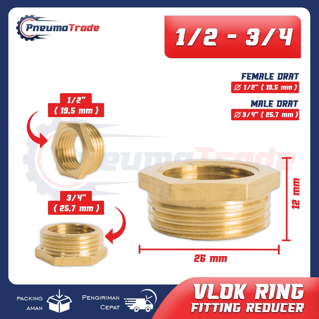 Jual Vlok Ring / Vlock Sock / Reducer Bushing / Nepel Kuningan Semua ...