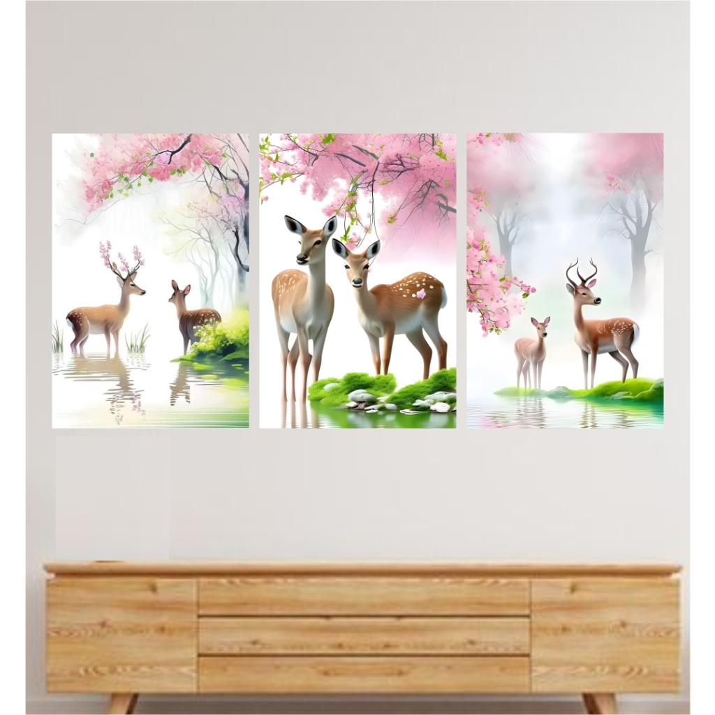 Jual Hiasan Dinding Kayu Lukisan Rusa | Poster Kayu Rusa | Shopee Indonesia