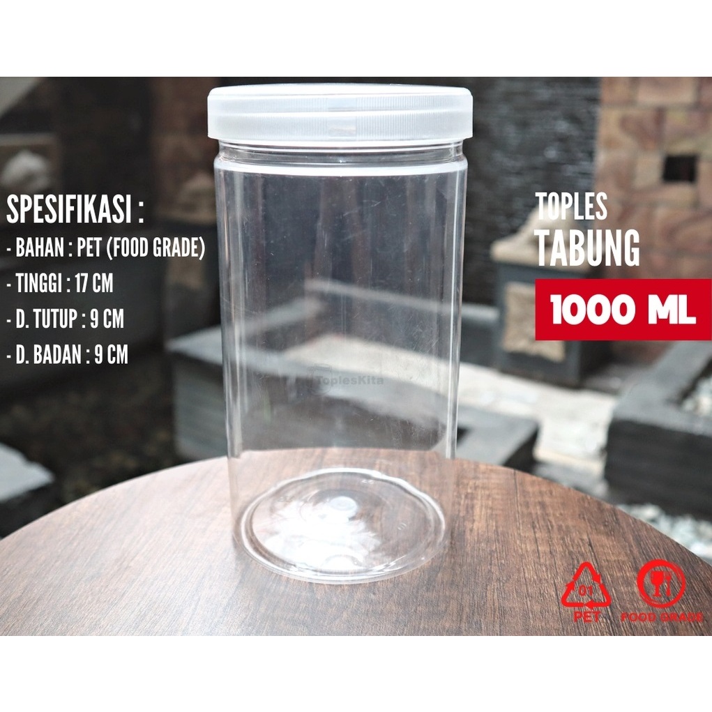 Jual Toples plastik POLOS tebal 1000 ml / toples tabung 1000ml / jar bulat 1000ml | Shopee Indonesia